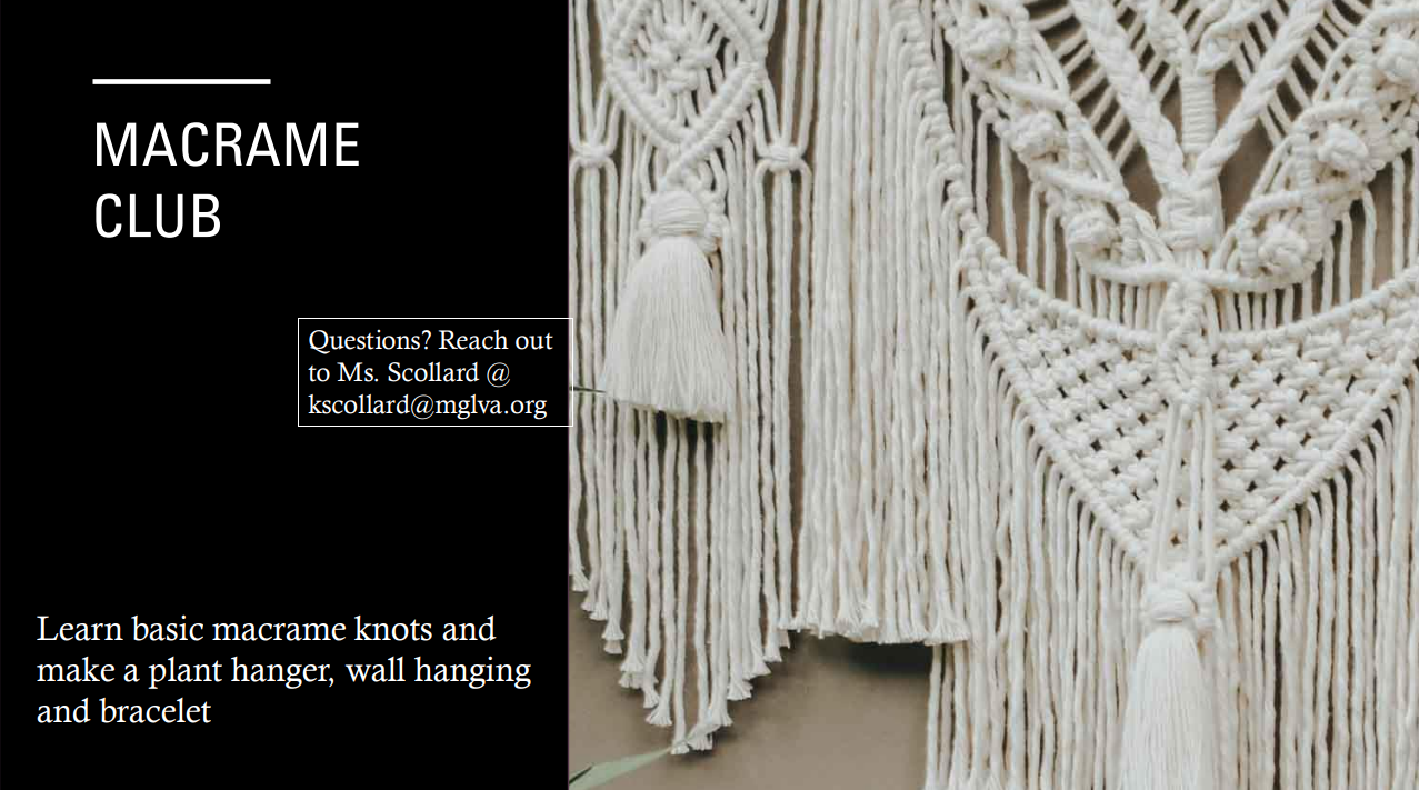 Macrame Club - Michigan Great Lakes Virtual Academy